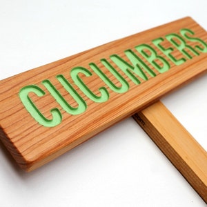 CUCUMBERS Garden Sign, Painted & Oil Sealed Cedar Wood: Hand Routed ...
