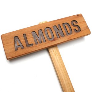 ALMONDS Garden Sign, Garden Marker, Outdoor Signage, Tree Sign, Orchard ...