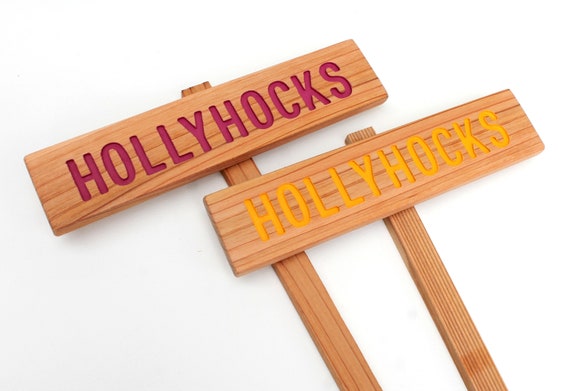 HOLLYHOCKS Sign Outdoor Marker Yard Art Garden Sign Plant - Etsy