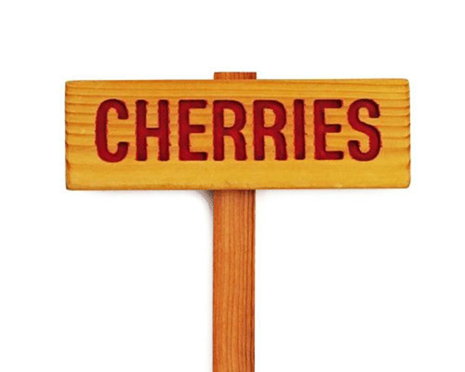 CHERRIES Rustic Tree Sign Hand Routed Garden Marker Fruit - Etsy