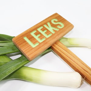 LEEKS Garden Sign, Painted & Oil Sealed Cedar Wood: Hand Routed, Plant ...