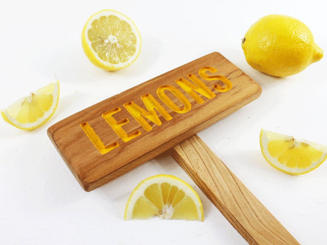 LEMONS Rustic Tree Sign Hand Routed Citrus Tree Marker - Etsy