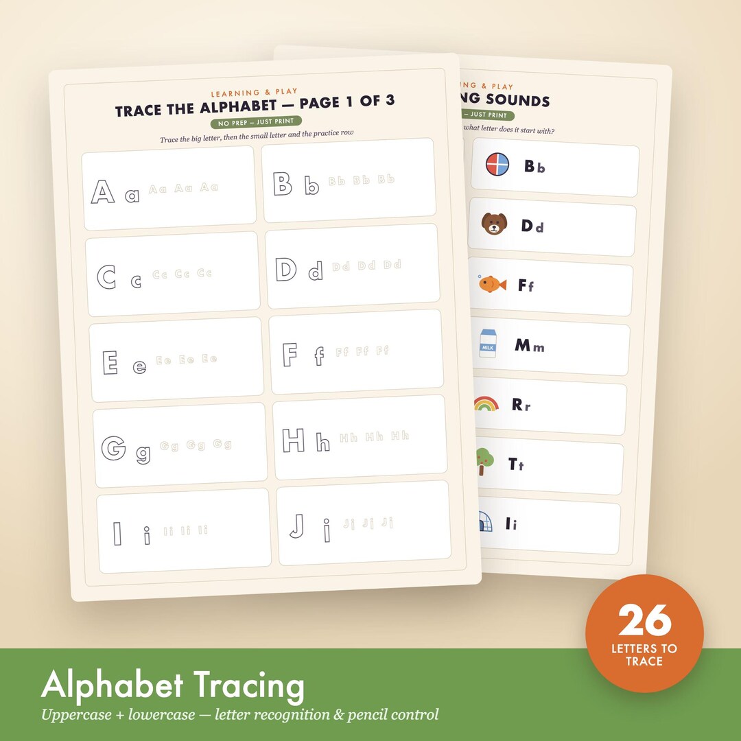 Tracing Worksheets for Preschool, Uppercase and Lowercase Alphabet, ABC ...