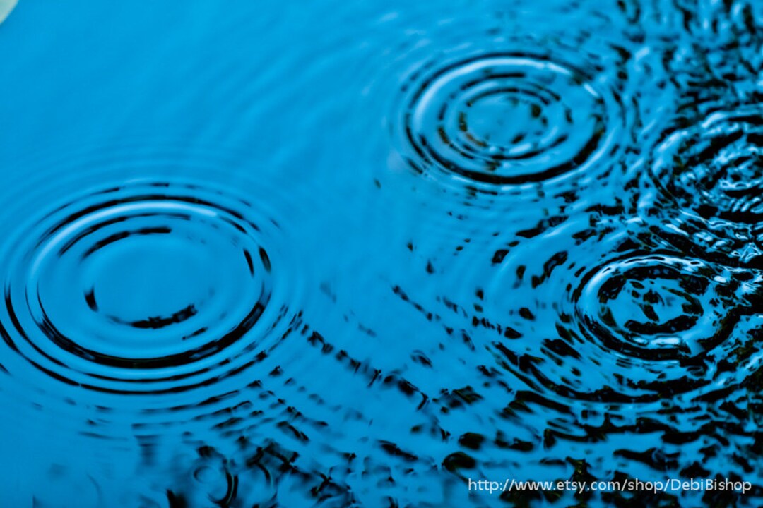 Blue Water With Raindrops & Ripples -fine Art Nature Photography Print ...