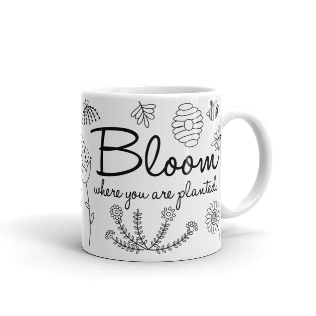 Ceramic Coffee Mug for Spring Bloom Where You Are Planted cute Black ...