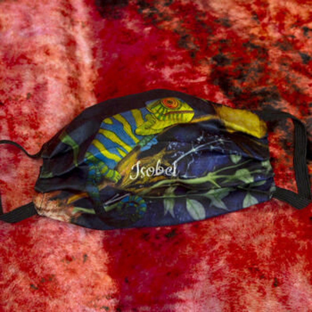 Camouflaged Chameleon Face Mask Personalised Animal Print - Etsy