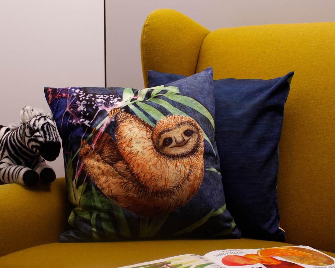 Tropical Sloth Sofa Cushion Gift Idea, Cute Sloth Gifts, Animal Print ...