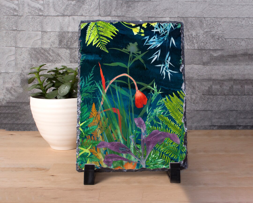 Slate Art - Floral Design - Artistic Home Decor - Botanical Design ...