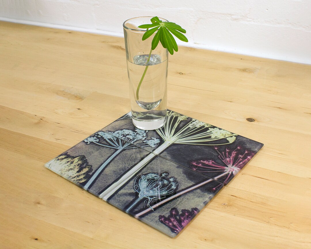 Glass Coaster, Botanical Floral Design, Friary Meadow Handmade Coasters ...