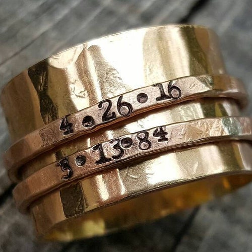 Personalized Gold Spinner Ring Hand Stamped Ring Sterling - Etsy