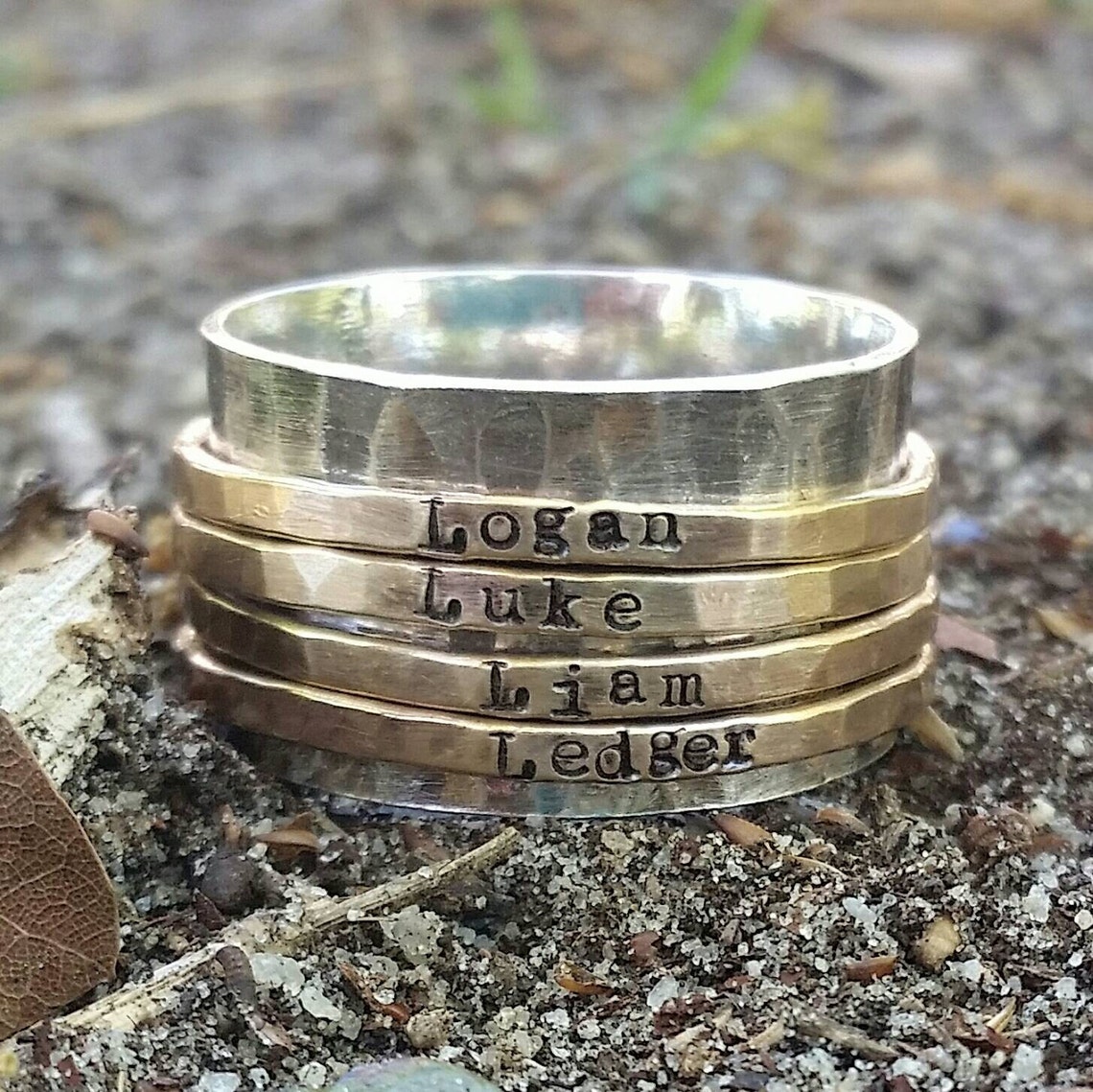 Personalized Gold Spinner Ring Hand Stamped Ring Sterling - Etsy