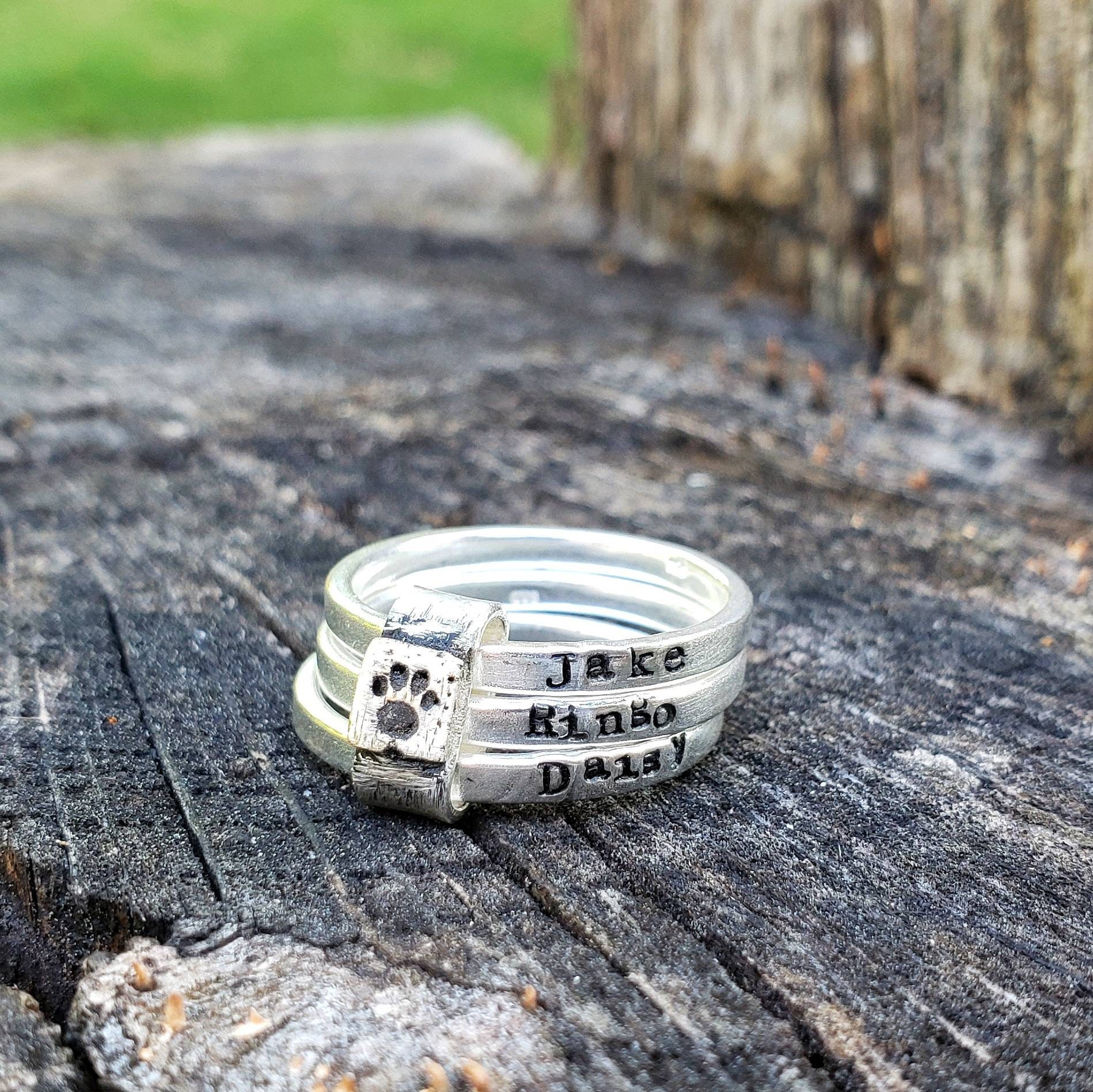 Paw Stacking Rings Dog Ring Personalized Pet Rings Paw Ring - Etsy