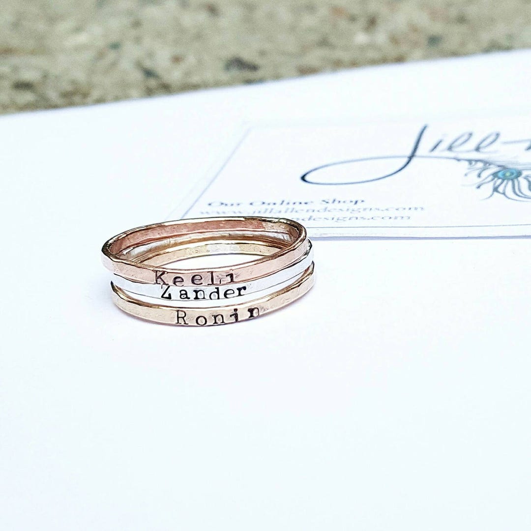 Personalized Stacking Rings, Rose Gold Ring, Sterling Silver Ring ...