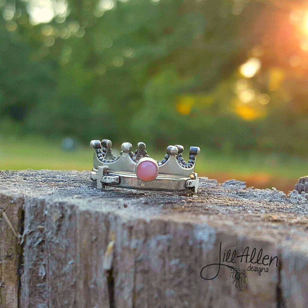 Custom Princess Crown Ring Set, Purity Ring, Birthstone Ring, Sterling ...