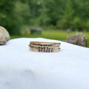 Personalized Gold Stacking Rings, Hand Stamped Ring, Gold Ring Band ...