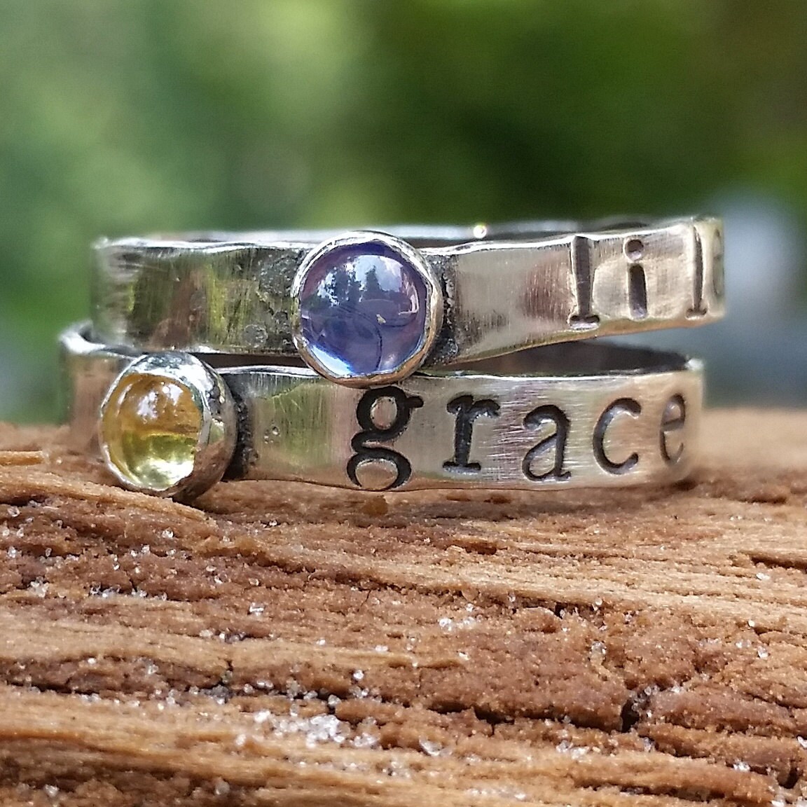 Personalized Birthstone Ring Sterling Silver Ring Birthday - Etsy