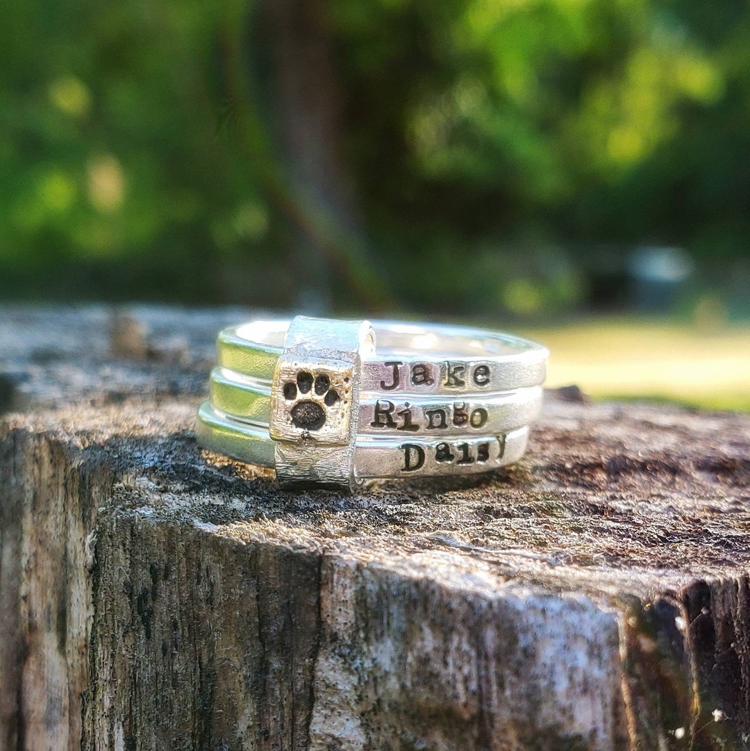 Paw Stacking Rings, Dog Ring, Personalized Pet Rings, Paw Ring Jewelry ...