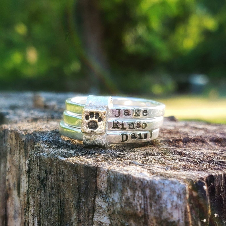 Paw Stacking Rings Dog Ring Personalized Pet Rings Paw Ring - Etsy