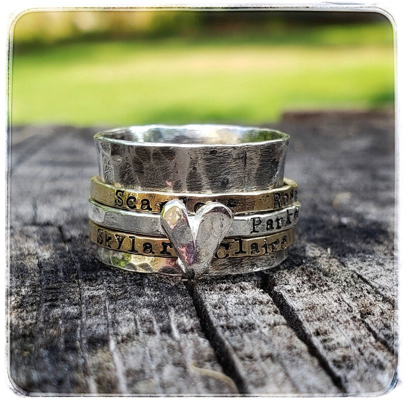 Personalized spinner ring hand stamped ring gold fidget | Etsy