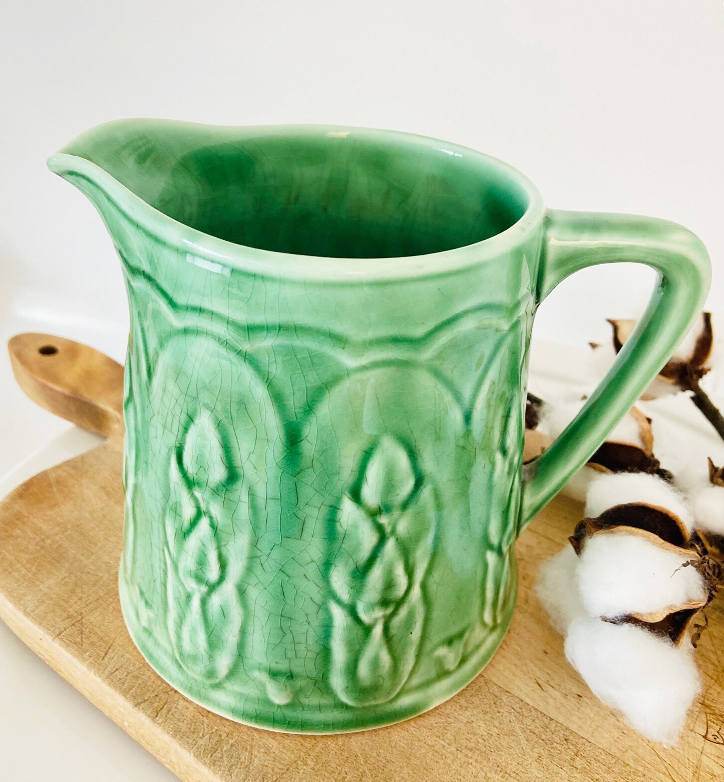 Vintage Green Pitcher Pitcher Creamer Ceramic Green - Etsy