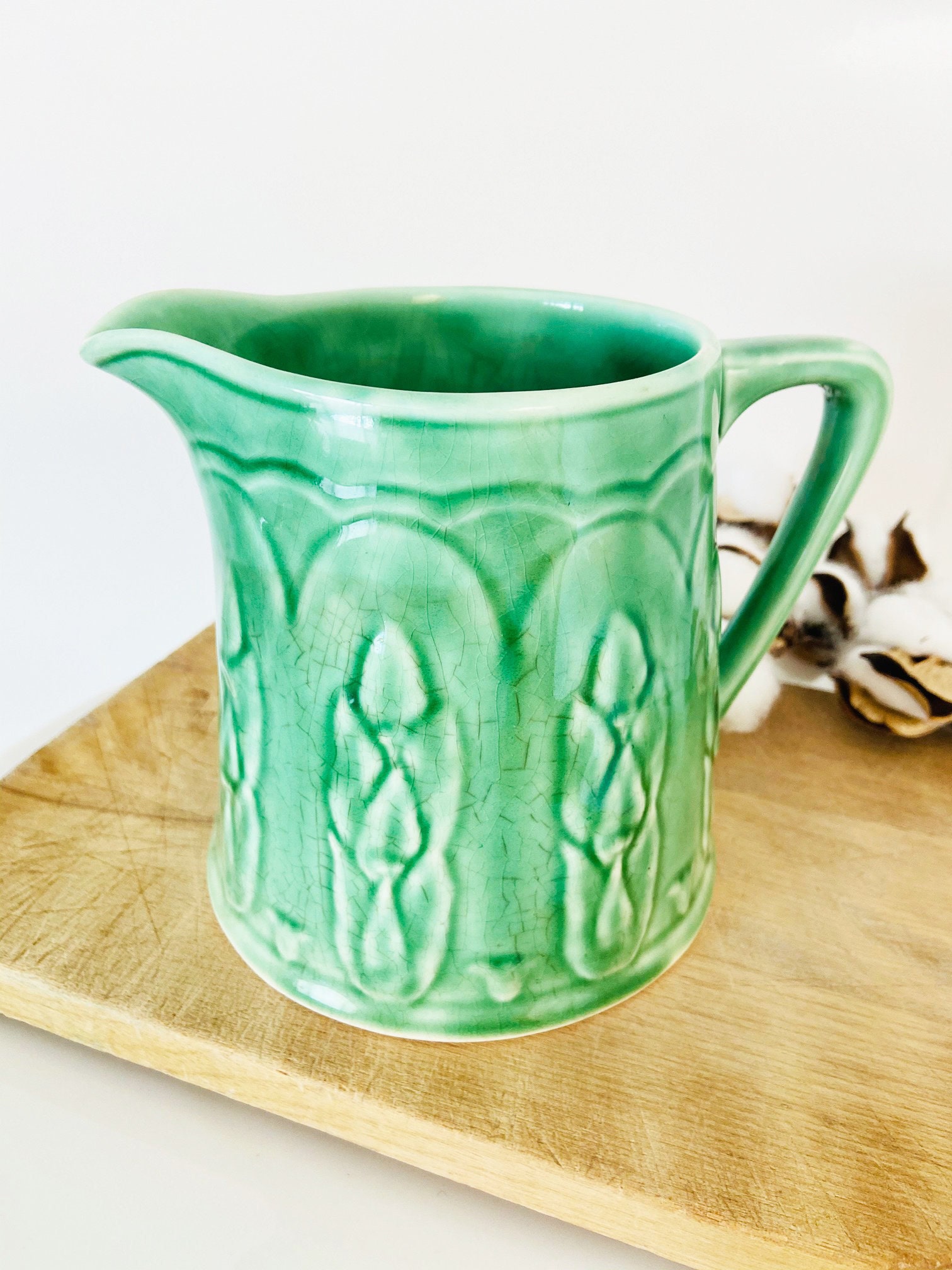 Vintage Green Pitcher Pitcher Creamer Ceramic Green - Etsy