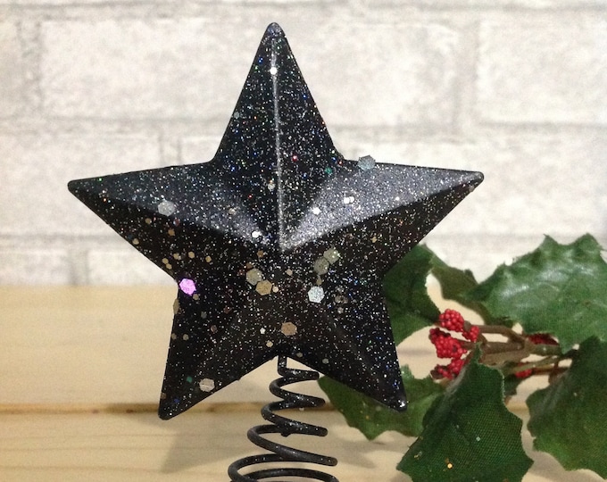 Tiny Glittered Black Star Tree Topper / Metal Star / Little - Etsy