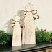 Pair Wooden Farmhouse Angel Shelf Sitters, Freestanding White ...