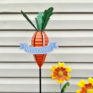 Metal Carrot Yard Stake W/welcome Sign 31" Tall - Easter Garden Stake ...