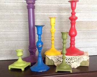 Painted candlesticks | Etsy