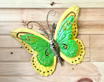 1 Large Double Wing Purple Butterfly Wall Decor 14" W * Metal Ornate ...