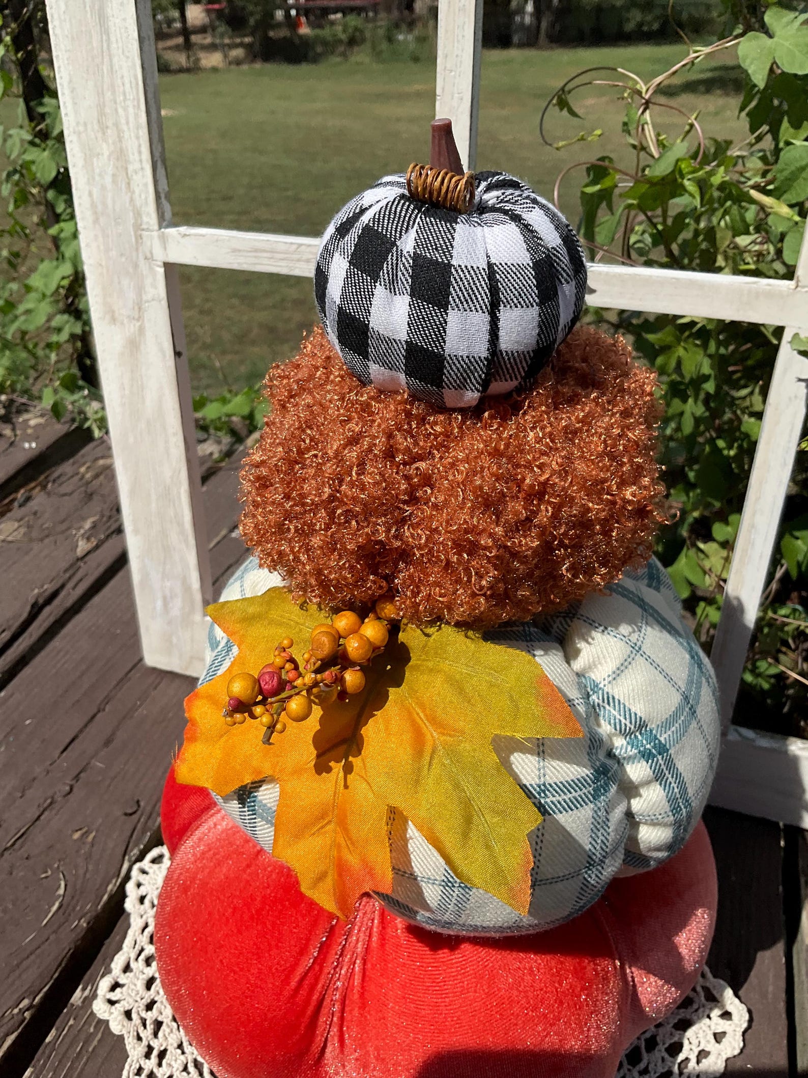 Festive Quadruple Stacked Fabric Pumpkin Table Top Fall Decor ...