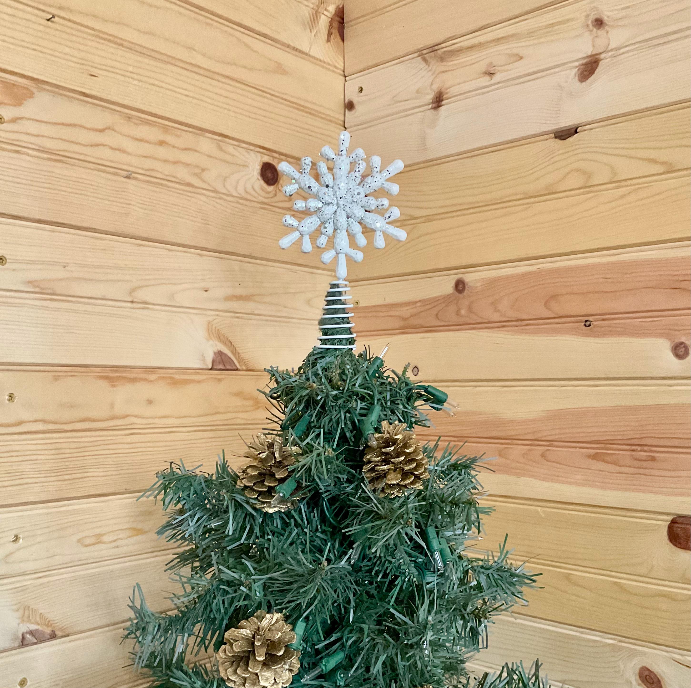 7” Tall Glistening WHITE SNOWFLAKE Tree Topper - Christmas Tree Topper ...