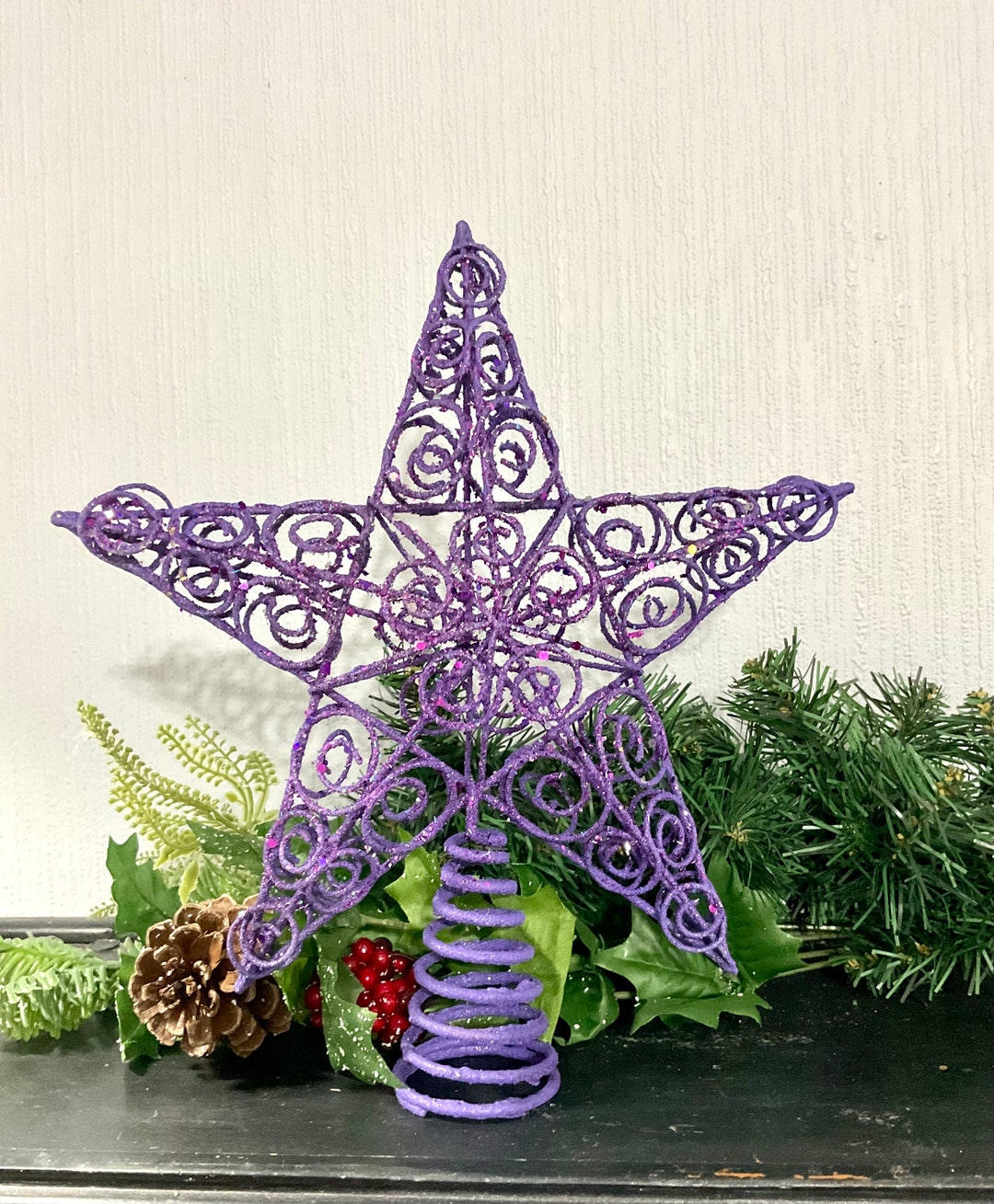 10 Purple Wire Star Tree Topper Purple Scrolled Star - Etsy