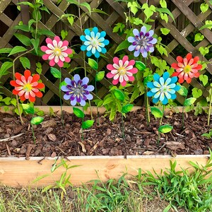 21 Cheerful SUMMER BLOOMS Flower Stake/hand Painted Blue Pink Purple ...