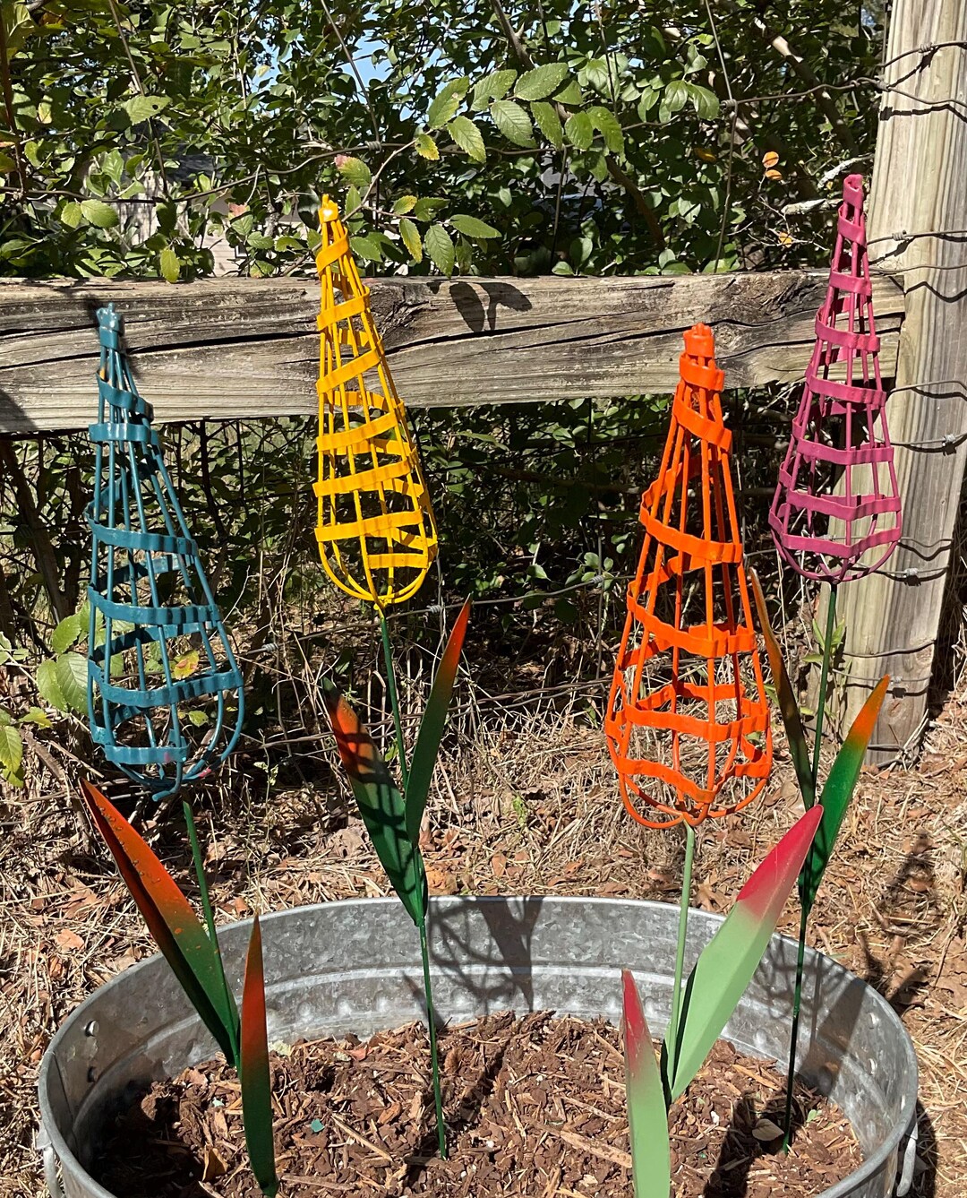 Set of 4 Metal Corn Stalks 24" High - Fall Thanksgiving Harvest Garden ...