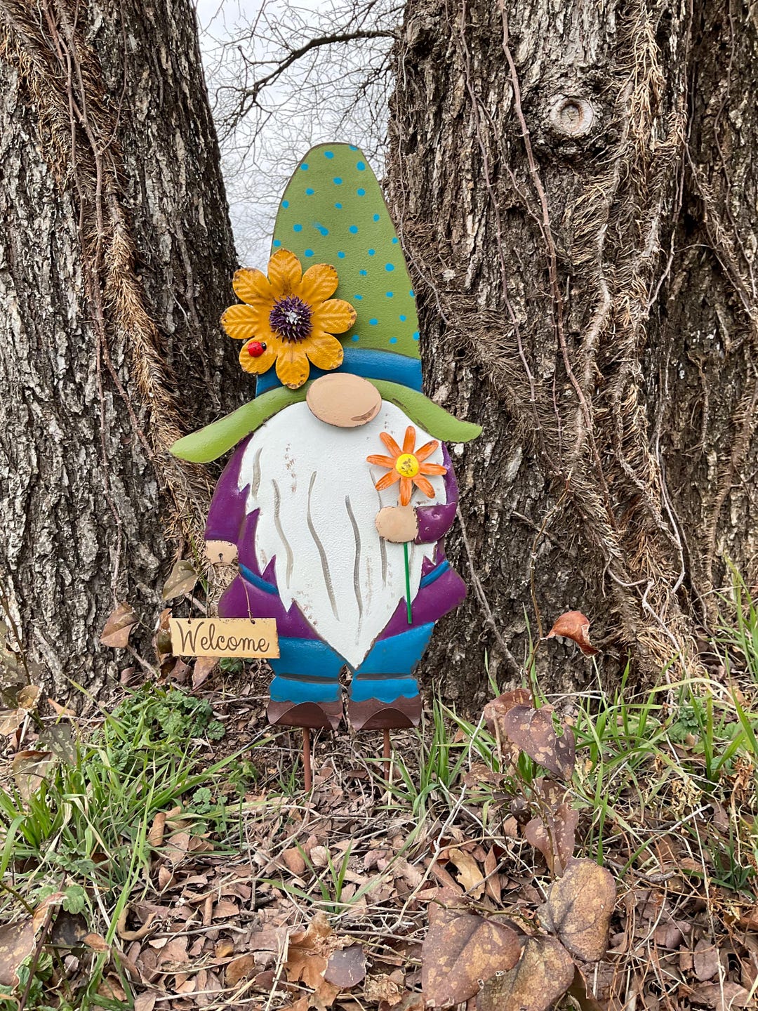 Gnome Yard Stake 'LUKE GNOMES' the Yard Gnome Holding a Flower 31" Tall ...