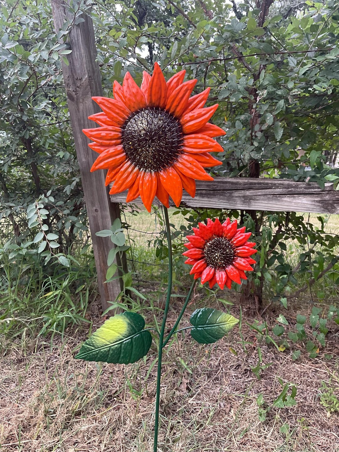 Large Orange Sunflower Garden Stake: Metal Yard Art & Decor - Etsy