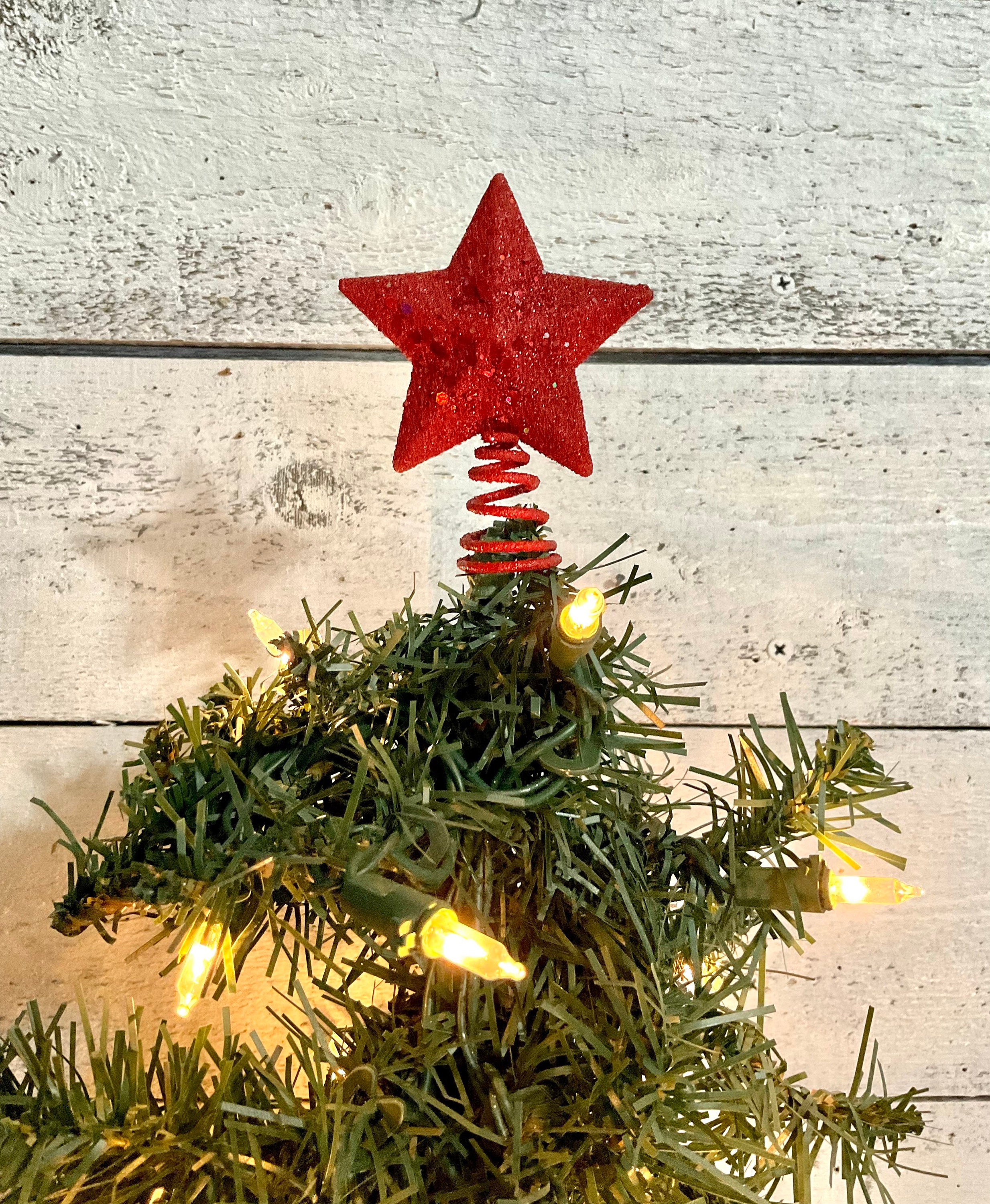 Mini Glittered Ruby Red Star Tree Topper 2.75" W / Table Top Tree ...