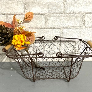 Chicken Wire Basket of Pumpkins Table Top Fall Decor Farmhouse Dining ...