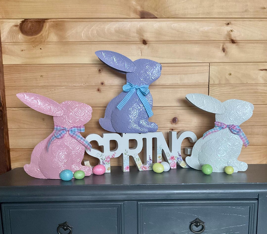 Easter Bunny Table Top Decor - Pick Your Color - Blue Lime Mint Pink ...