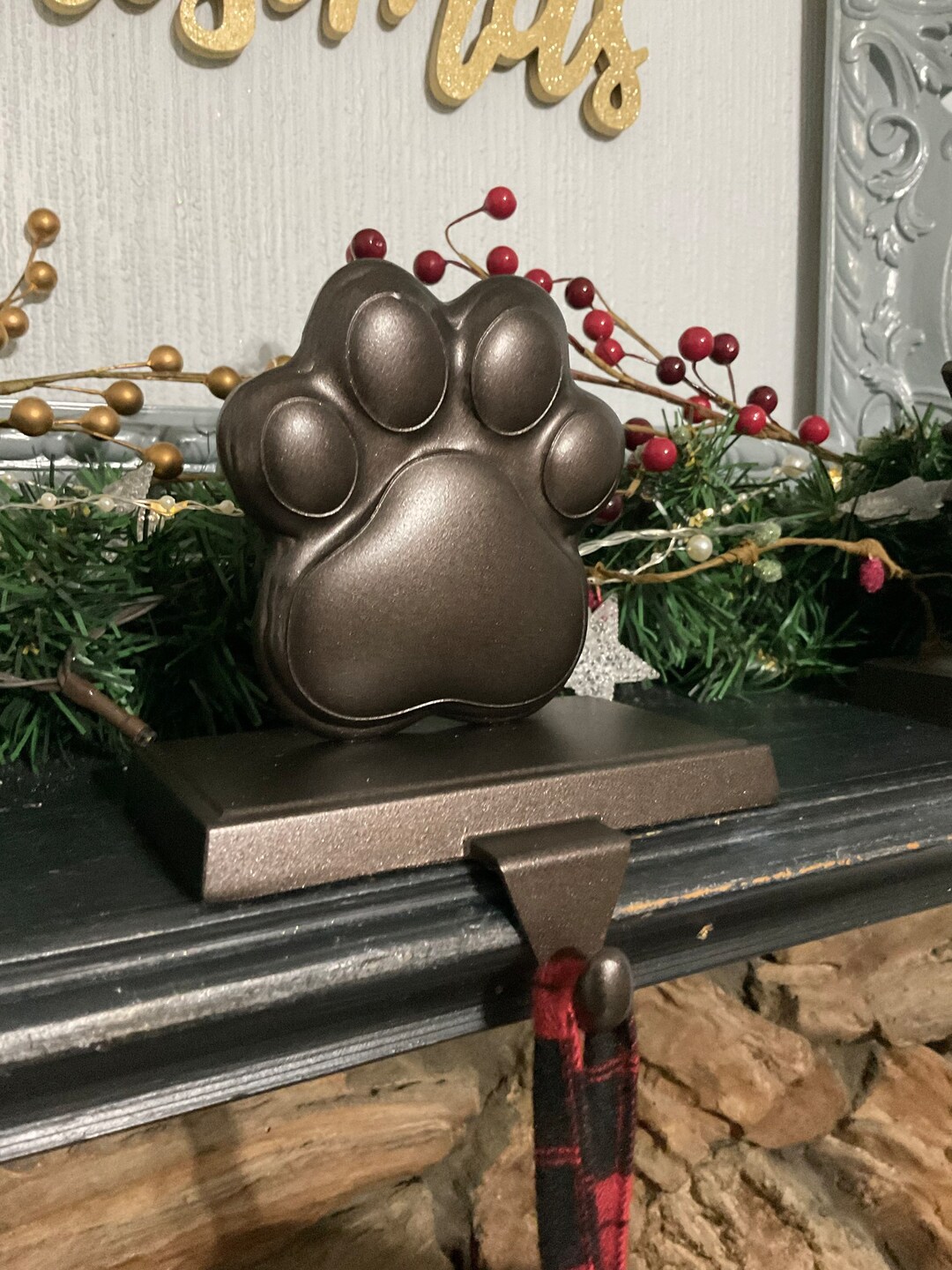 Metallic Brown Dog/cat Paw Stocking Hanger, Animal Paw Print Stocking ...