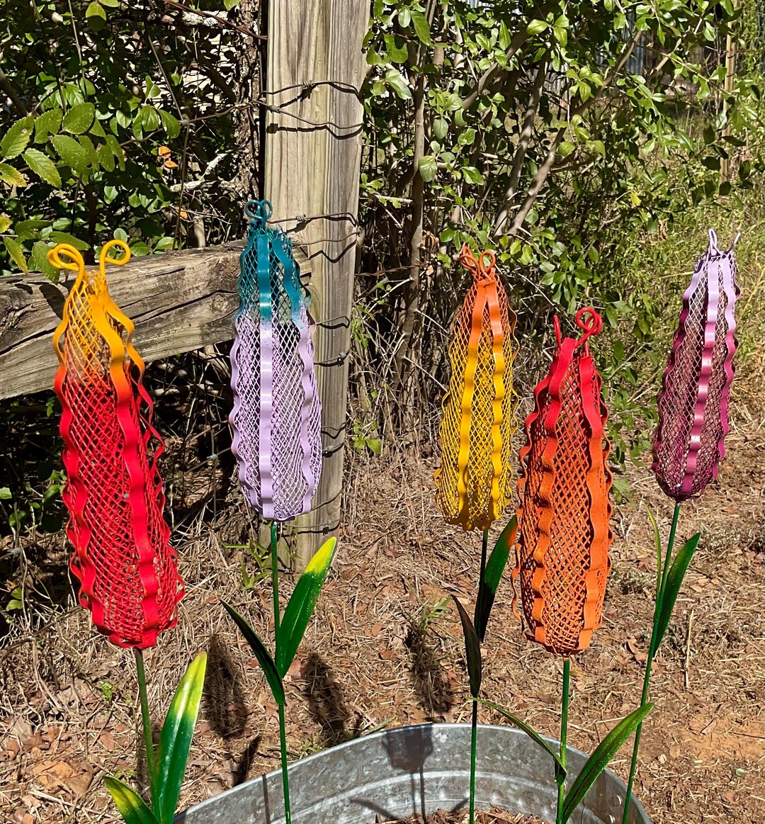 5 Multi-color Mesh Wire Corn Stalks - Fall Autumn Thanksgiving Garden ...