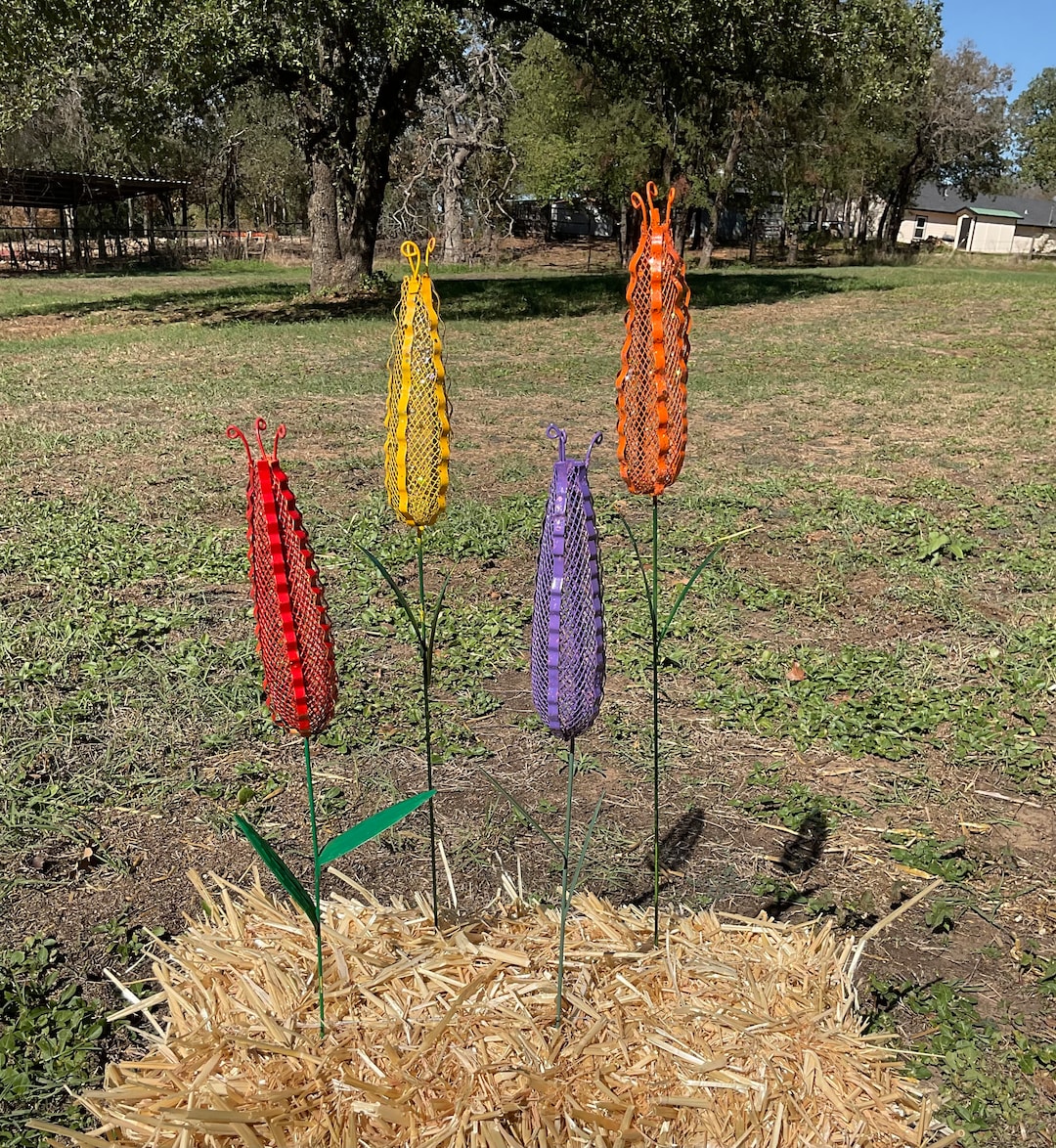 4 Corn Stalk Garden/flower Pot Stakes 24 High-metal & - Etsy