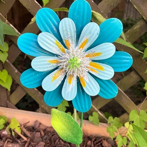 21 Cheerful SUMMER BLOOMS Flower Stake/hand Painted Blue Pink Purple ...