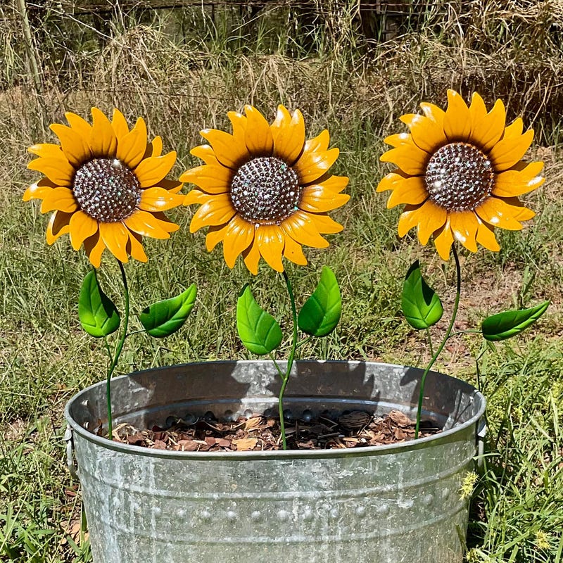 Metal Sunflower Yard Art - Etsy