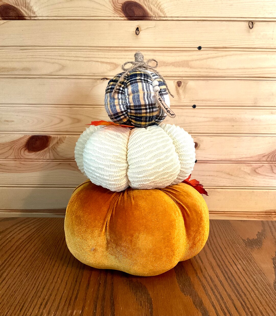 Triple Stacked Fabric Pumpkin Table Top Indoor Fall Decor - Etsy
