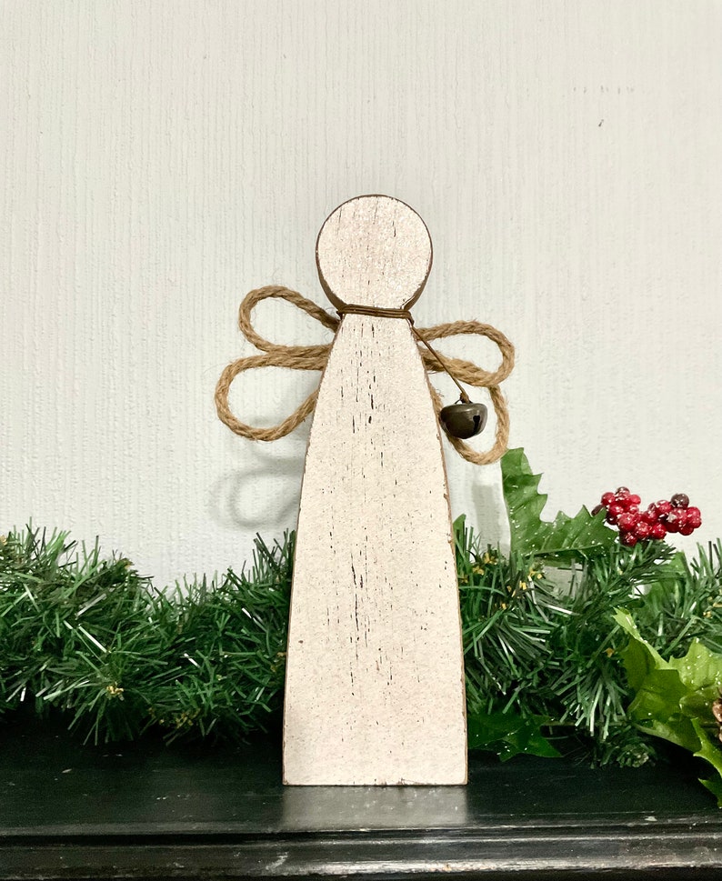 Pair Wooden Farmhouse Angel Shelf Sitters Freestanding White - Etsy