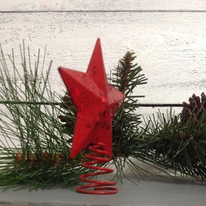 Mini Glittered Ruby Red Star Tree Topper 2.75" W / Table Top Tree ...
