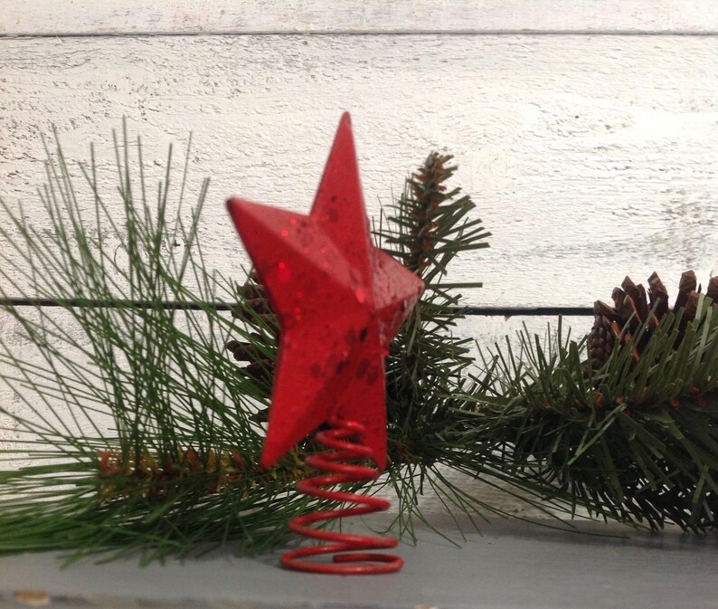 Mini Glittered Ruby Red Star Tree Topper 2.75" W / Table Top Tree ...