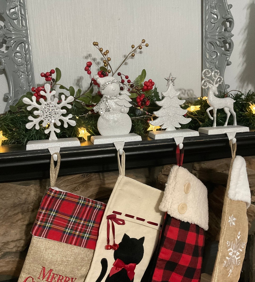 4 Shimmery & Glittery White Stocking Hangerssnowflake Tree - Etsy